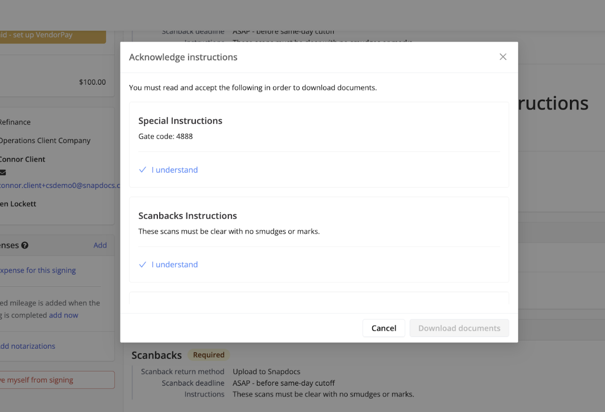 Review and Accept Order Instructions Requirements