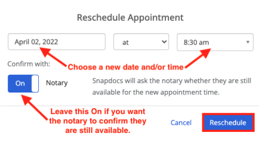 Rescheduling a Signing Appointment
