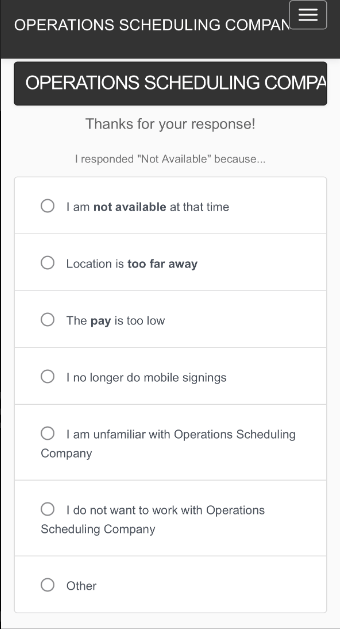 Available Signing Outreach and Order Confirmation
